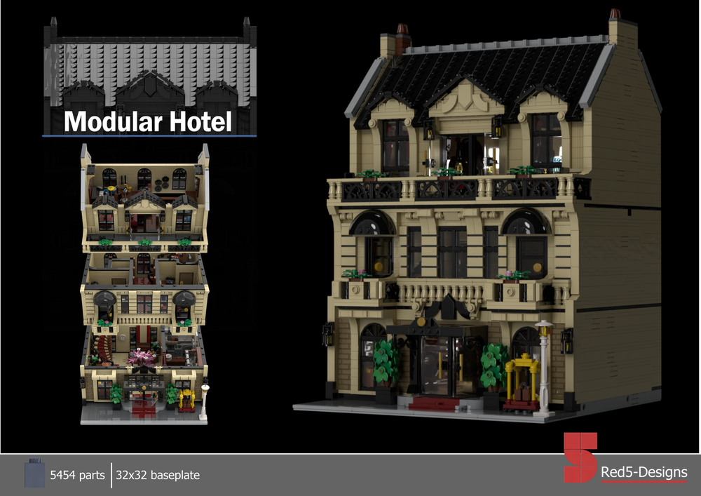 LEGO MOC Modular Hotel by Red5-Leader | Rebrickable - Build with LEGO