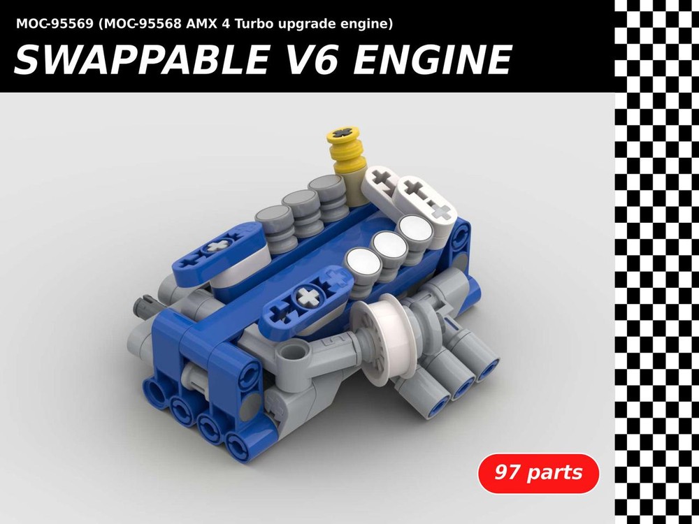 LEGO MOC Swappable turbocharged V6 engine by johnnym | Rebrickable ...