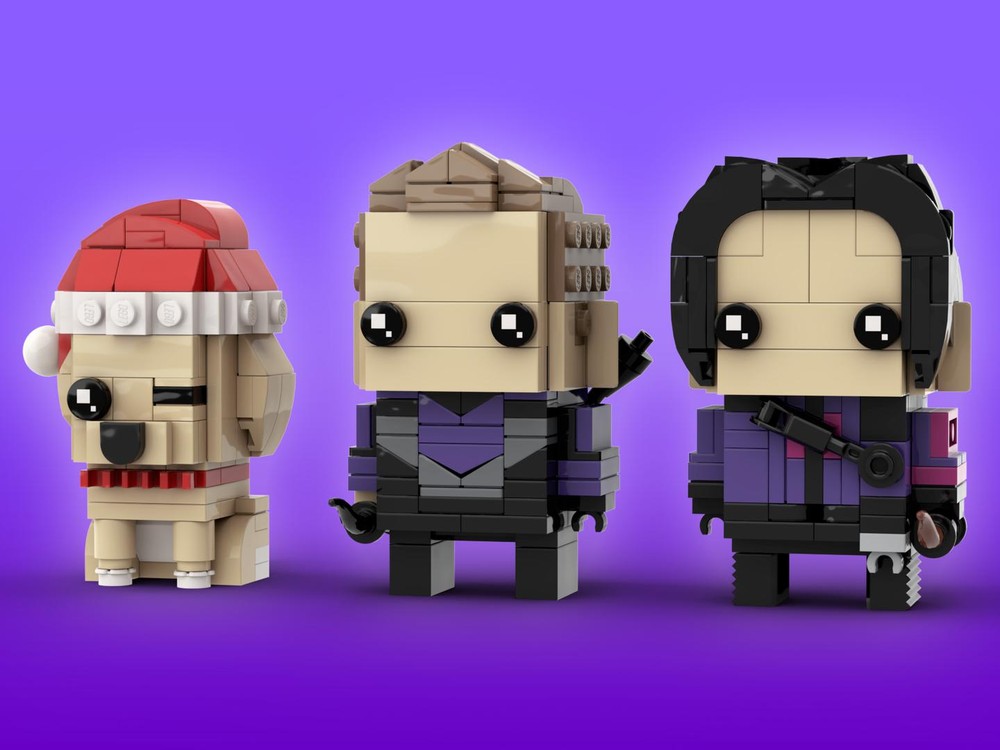LEGO MOC Hawkeye, Kate Bishop & Lucky the Pizza Dog Brickheadz LEGO MOC ...
