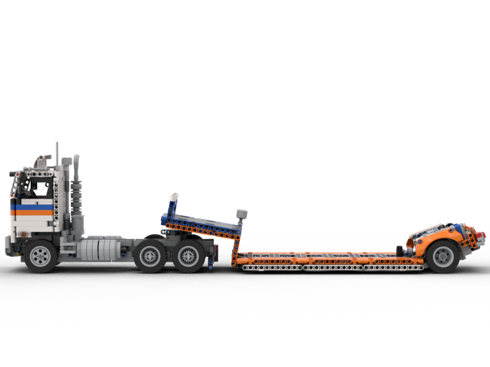 LEGO MOC Cabover Semi-Truck & Lowboy Trailer (42128 B-Model) by time-hh ...