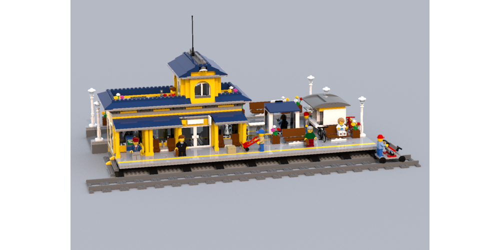 LEGO MOC Yellow train station by msc | Rebrickable - Build with LEGO