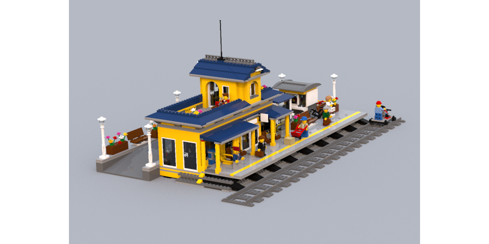 LEGO MOC Yellow train station by msc | Rebrickable - Build with LEGO