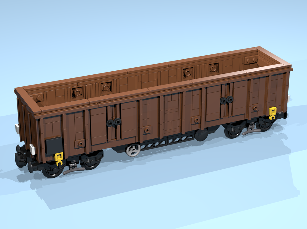LEGO MOC 8-Wheel Open Wagon (SNOT, brown, 6 studs high, 9 studs wide ...