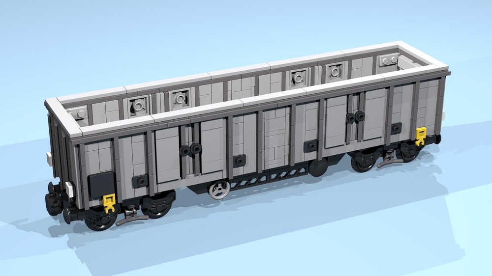 LEGO MOC 8-Wheel Open Wagon (SNOT, gray, 6 studs high, 9 studs wide) by ...