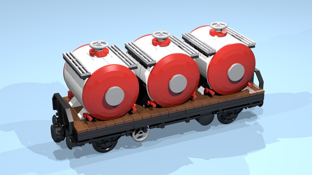 LEGO MOC 4-Wheel Flatbed Wagon (SNOT, brown, 8 studs wide) with Tanks ...
