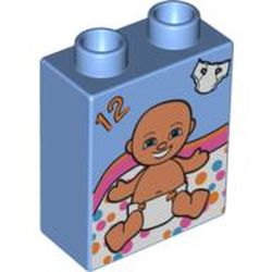 LEGO PART 4066pr0274 Duplo Brick 1 x 2 x 2 with Baby in Diaper and '12 ...