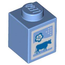 LEGO PART 3005pr0006 Brick 1 x 1 with Milk Carton, Cow, Print ...