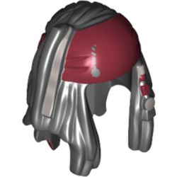 LEGO PART 95221pr0001 Hair Dreadlocks with Beads and Dark Red Bandana ...