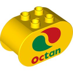 LEGO PART 4198pr9983 Duplo Brick 2 x 4 x 2 Rounded Ends with Octan Logo ...