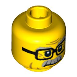 LEGO PART 3626bpr0244 Minifig Head Grandpa, Glasses, Gray Eyebrows and ...