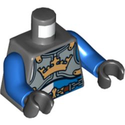 LEGO PART 973c28h03pr0090 Torso Armor with Gold Crown Print, Blue Arms ...