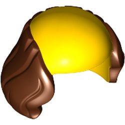 LEGO PART 15491pr0001 Hair, Bald Top, Long Reddish Brown Sides Print ...