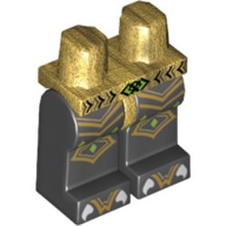 LEGO PART 970c03pr0584 Hips and Black Legs with Gold Scaled Armor, Lime ...
