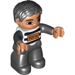 LEGO PART 75115pr0017 Duplo Figure with Parted Wavy Hair Black, Black ...