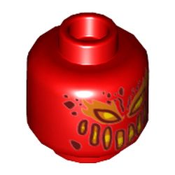 LEGO PART 3626cpr1855 Minifig Head Flama, Dark Red, Yellow and Orange ...