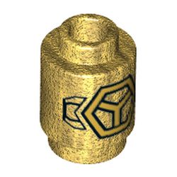 LEGO PART 3062bpr0017 Brick Round 1 x 1 Open Stud with Hexagon print ...
