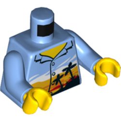 LEGO PART 973c32h01pr4205 Torso Hawaii Shirt, Palm Trees, Sunset Print ...