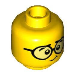 LEGO PART 3626cpr2617 Minifig Head, Round Glasses / Sad Face Print ...