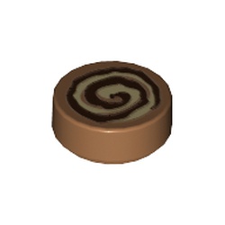 LEGO PART 98138pr0094 Tile Round 1 x 1 with Cinnamon Roll Print ...