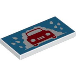 LEGO PART 87079pr0200 Tile 2 x 4 with Red Car, Medium Azure Water Drops ...
