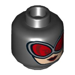 LEGO PART 3626cpr2945 Minifig Head Catwoman, Goggles, Red Glasses, Red ...
