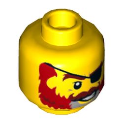 LEGO PART 3626cpr9841 Minifig Head Captain Redbeard, Red/Gray Beard ...