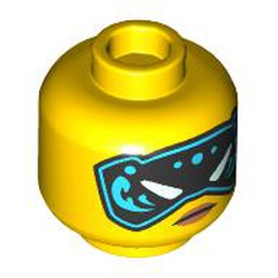 LEGO PART 28621pr3979 Minifig Head Nya, Black and Bright Light Blue Eye ...