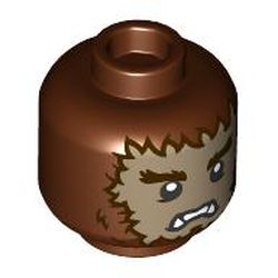LEGO PART 28621pr4079 Minifig Head Werewolf, Dark Tan Furry Face, Dark ...