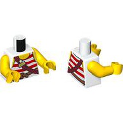 LEGO PART 973c01h01pr6943 Torso, White/Red Striped Shirt, Reddish Brown ...