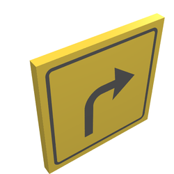 LEGO PART 30258pr0002 Road Sign Clip-on 2 x 2 Square with Black Turn ...