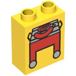 LEGO PART 4066pr0061 Duplo Brick 1 x 2 x 2 with Red Grill and Hot Dog ...