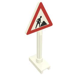 LEGO PART 649pr0011 Road Sign Triangle with Roadworks Print - 1 Dirt ...