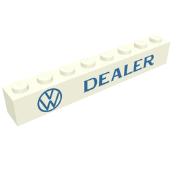 LEGO PART 3008pr0014 Brick 1 x 8 with 'VW DEALER' Large Logo, Blue ...
