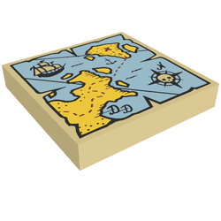 LEGO PART 3068bpr0240 Tile 2 x 2 with Map with Red 'X' and Blue and ...