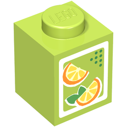 LEGO PART 3005pr9993 Brick 1 x 1 with Oranges Print [Juice Carton ...