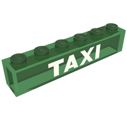 LEGO PART 3067pr0002 Brick 1 x 6 with No Bottom Tubes with 'TAXI' Print ...