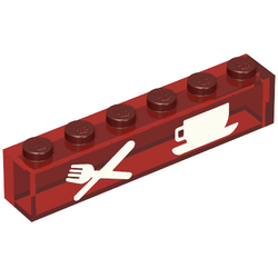 LEGO PART 3067pr0006 Brick 1 x 6 with No Bottom Tubes with White Knife ...