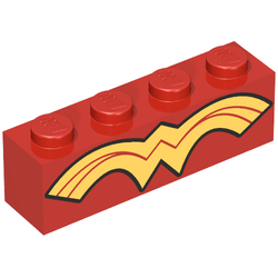 LEGO PART 3010pr9989 Brick 1 x 4 with Gold Wonder Woman Logo Print ...