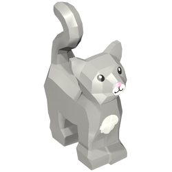 LEGO PART 13786pr0001 Animal, Cat, Standing New Style with White Chest ...
