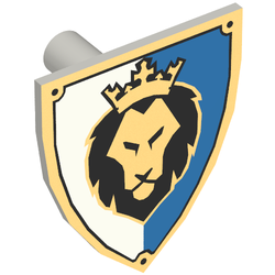 LEGO PART 3846pr0005 Minifig Shield Triangular with Lion Head, Blue and ...