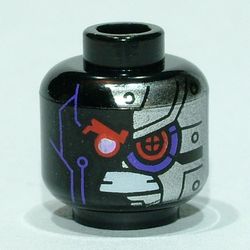 LEGO PART 3626cpr9868 Minifig Head Nindroid, Dark Purple Lines, Red Eye ...