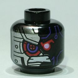 LEGO PART 3626cpr9868 Minifig Head Nindroid, Dark Purple Lines, Red Eye ...