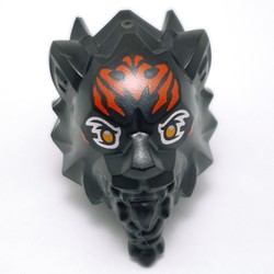 LEGO PART 4065pr0002 Minifig Head Special Tiger with Red Markings, Orange Eyes print ...