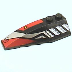 LEGO PART 41748pr0009 Wedge Curved 6 x 2 Left with Sleek Silver and Red ...