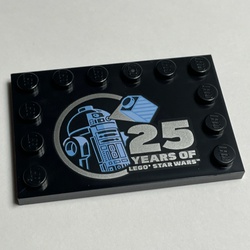 LEGO PART 6180pr0034 Plate Special 4 x 6 with Studs on 3 Edges with R2 ...