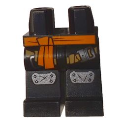 LEGO PART 970c03pr9824 Hips and Black Legs with Orange Sash, Dark ...