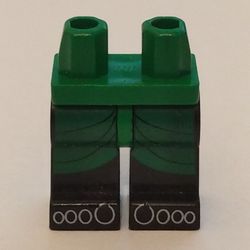 LEGO PART 970c03pr0004 Hips and Black Legs with Green Kilt & Toes Print ...