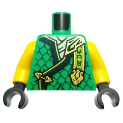 LEGO PART 973c01h03pr0011 Torso, Ninja Robes, Gold/Dark Green Trim ...
