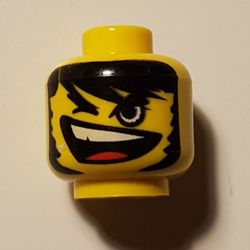 LEGO PART 3626bpr0062 Minifig Head, Open Mouth and Teeth, Long Black ...