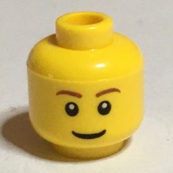 LEGO PART 3626bpr0387 Minifig Head, Brown Eyebrows, Thin Grin, Black ...